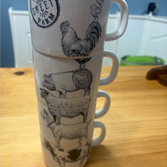 Creative Co-Op | Dining | Creative Coop Farm Animal Stacking Mugs Black ...